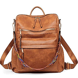 Dora & Liz Women Backpack Purse Fashion Leather Designer Ladies Convertible Travel College Shoulder Bags with Colorful Strap