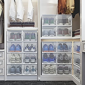 YITAHOME XL Shoe Storage Box, 18 PCS Shoe Storage Organizers Stackable Shoe Storage Box Rack Containers Drawers - White (X-Large Size-Fit for All Size Shoes)