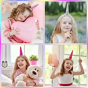 Yuxung 24 Pack Unicorn Horn Headband Unicorn Headbands with Elastic Bands for Girls Adult Women Cosplay Costumes Accessories, 8 Styles