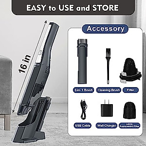 XREXS Handheld Vacuum Cordless, Car Vacuum Cleaner High Power, 12000Pa Strong Suction Rechargeable Hand Held Vacuum, Portable Lightweight Wireless Vacuum Cleaner for Home, Office, Pet Hair Cleaning