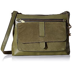 Fossil Women's Kinley Leather Large Crossbody Purse Handbag, Green Moss