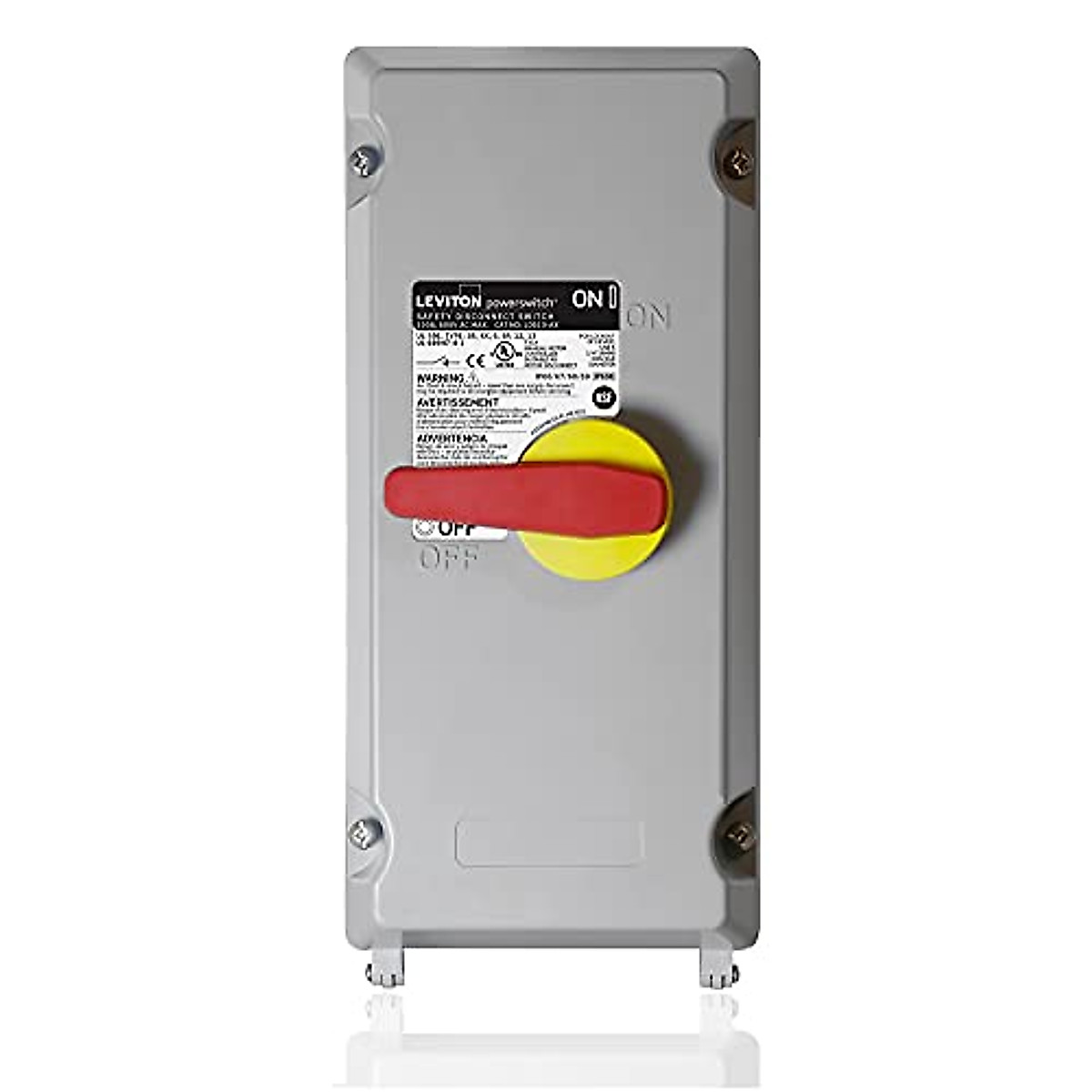 Leviton LDS10-AX Non-Fused Powerswitch Safety Disconnect Switch, 100 Amp, 600 Volt, Non-Metallic Enclosure , Gray