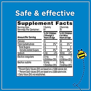 Zarbee's Kid's Daily Probiotic Blend Gummies with 2 Strains for Digestive Support; Easy to Chew; Kids Daily Probiotics Gummies; Gluten-Free & Drug-Free; Ages 2+; Natural Fruit Flavors; 50 Count