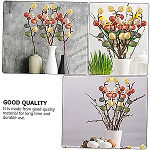 Artibetter 3pcs 5 Egg Decoration Easter Egg Vine Easter Eggs Decor Easter Party Favors Easter Vase Filler Spring Egg Stems Easter Picks with Pastel Easter Eggs Flower Shape Plant Basket Foam