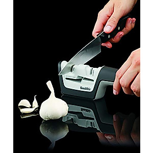 Kitchen IQ Diamond Pro Pull-Thru Knife and Scissor Sharpener,White/Black