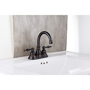 Derengge Oil Rubbed Bronze Two-Handle Bathroom Faucet,Lavatory Bathroom Sink Faucet with Pop up Drain Trim Assembly,F-450-JM ORB