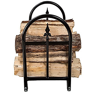 Pure Garden Alloy Steel 50-127 Fireplace Log Rack with Finial Design, Black