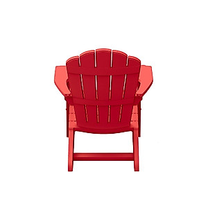Keter Outdoor Patio Garden Deck Furniture Resin Adirondack Chair with Built-in Cup Holder (Red)
