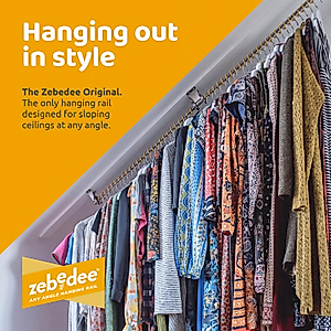 Zebedee Sloping Clothes Rack – Sloped Ceiling Closet Solutions Any Angle Hanging Rail - The Ceiling Clothes Rack for Attic Closet – Loft Furniture - Under Stairs Storage (900 mm /35.5")