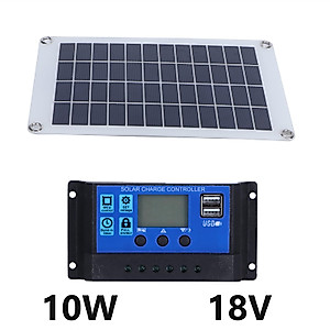 Solar Panel Kit, Panel Solar, RV Solar Panel Kit 10W 18V Polysilicon Photovoltaic Module with Solar Charge Controller for RV Motorcycle Car Automotive Boat