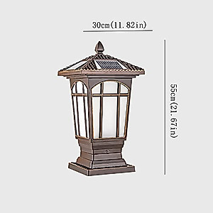 Post Lights Outdoor Simple Metal Solar Post Light IP55 Outdoor Waterproof Wall Post Light Control Villa Garden Pillar LED Night (B) ()
