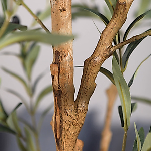OAKRED Artificial Olive Tree, 6FT Tall Fake Silk Plants with Natural Wood Trunk Faux Potted Tree for Home Decor Indoor Office Porch, Set of 1