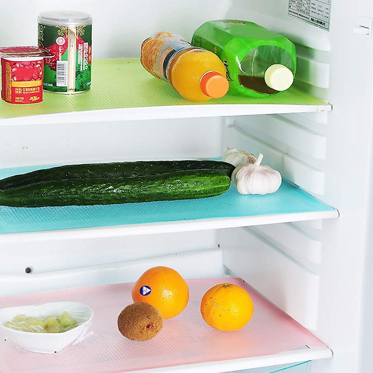 Emoly Rolls Premium Refrigerator Mats, Eva Shelf Liner for Kitchen Cabinet Non-Slip Mat Refrigerator Liners Cupboard Drawer Waterproof Pad Shoe Cabinet Dustproof Mat, 11.8 x 59 inches - Green