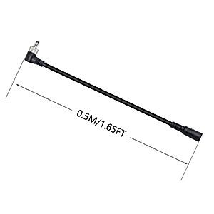 SinLoon 2 Pack DC Extension Cable 90 Degree DC Power Adapter Plug 5.5mm x 2.1mm Male to Female Extension Wire with Lock Nut for DC 12V Power Adapter, CCTV Security Camera (0.5M/1.65FT)