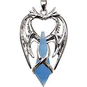 Enchanted Jewelry Double Dragon Crystal Keeper Pendant for Second Sight and Psychic Protection - by Anne Stokes