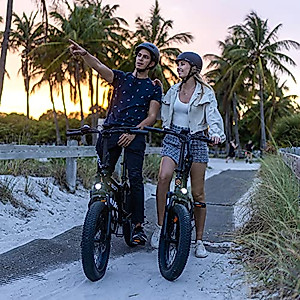 Jasion EB7 2.0 Electric Bike for Adults, 500W Motor 20MPH Max Speed, 48V 10AH Battery, 20" Fat Tire Foldable Electric Bicycle with Dual Shock Absorber, 7-Speed EBikes Black Front Rear Basket