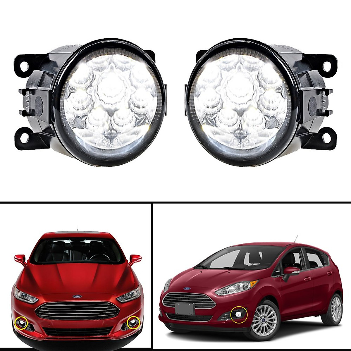 2X 55W LED Fog Light Lamps Replacement For Ford Focus Mustang Ranger Fiesta Fusion Explorer C-Max Transit Connect Freestyle Taurus X