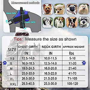Bolux Dog Harness, No-Pull Reflective Dog Vest, Breathable Adjustable Pet Harness with Handle for Outdoor Walking - No More Pulling, Tugging or Choking (Blue, S)