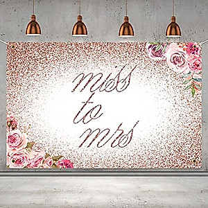 P.G Collin Miss to Mrs Floral Glitter Banner Backdrop Sign Bridal Wedding Shower Engagement Bachelorette Party Decorations Supplies for Women 6x4ft Rose Gold…,Rose Gold