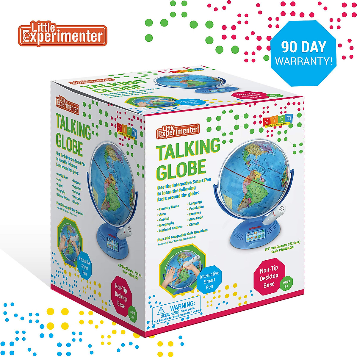 Interactive Globe for Kids with Wireless Smart Pen, 9” Globes with Stand, Learning & Education STEM Toys, Talking World Map Gift for Children, Christmas Gifts for Boys & Girls Ages 7 8-12 Years Old