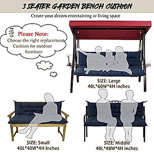 Zacammy Swing Replacement Cushions Outdoor, Thickened Waterproof 2/3 Seater Bench Seat Cushions with Backrest, Swing Cushion for Porch Patio Garden Furniture (Navy Blue 40x40inch)