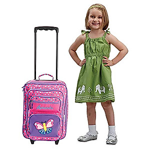 Lillian Vernon Personalized Rolling Luggage for Kids 3-D Butterfly Design, 5" x 12" x 20"H