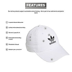 adidas Originals Women's Relaxed Fit Adjustable Strapback Cap, White/Black, One Size