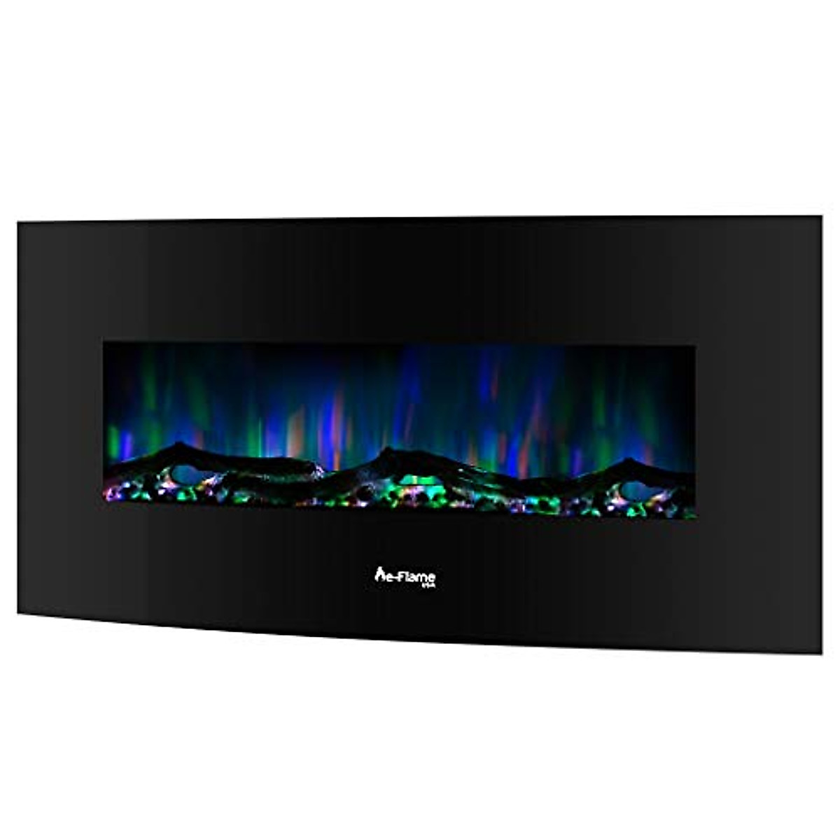 e-Flame USA Sundance Curved Wall Mounted or Freestanding LED Electric Fireplace with Remote - Adjustable, Timer, Remote - 34-inch