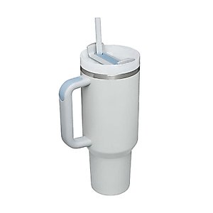 40 oz Tumbler With Handle and Straw Lid | Stanley Style | Stainless Steel Insulated Tumblers | Travel Mug for Hot and Cold Beverages, Thermos Travel Coffee Mug (Fog)