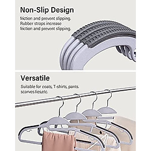 Plastic Hangers 60 Pack, Premium Quality Plastic Suit Hangers, S-Shaped Opening, Non-Slip, Space-Saving, 360º Swivel Hook, 16.5 Inches Long, 0.2" Thickness Super Lightweight Organizer