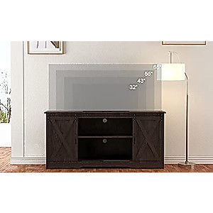 4 EVER WINNER Farmhouse TV Stand for 65+ Inch TV, Espresso Entertainment Center for 65 Inch TV, Modern Farmhouse Television Stands for TVs up to 70, Espresso TV Stand for Flat Screens 65