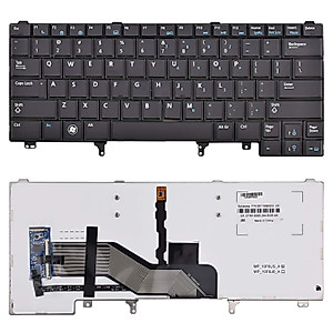 SUNMALL Replacement Keyboard with Backlit Compatible with Dell Latitude E5420 E5430 E6220 E6320 E6330 E6420 E6430 E6440 Series US Layout Black (Without Pointer Stick)