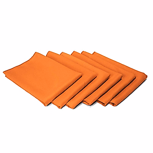 TableLinensforLess 17"x17" Polyester Cloth Napkins, Set of 6 (Pumpkin Orange) | Easy-Care, No-Iron Finish, Superior Color Retention, Machine Washable