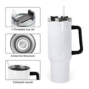 Icesip 40pack 40oz sublimation tumbler with 5 colour Handle Lid and Straw,Stainless Steel Double Wall Vacuum Insulated Travel Mug Cup Tumblers for Diy Craft Heat Press Print