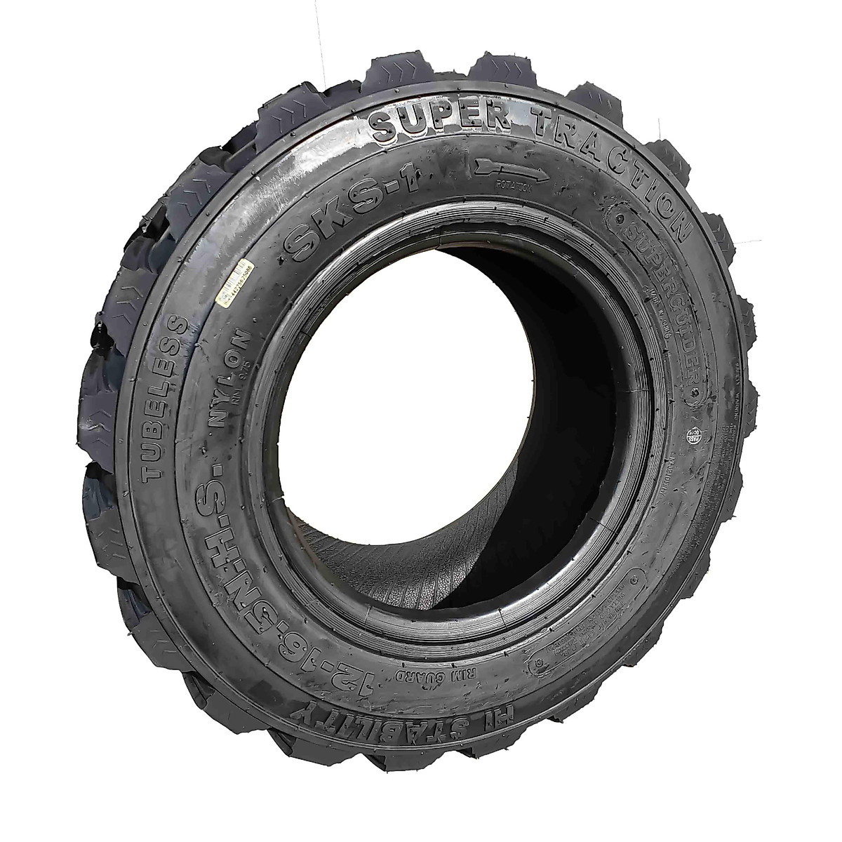 Set 2 New Heavy Duty 12-16.5 12x16.5 12 Ply Industrial Skid Steer Tire w/Rim Guard