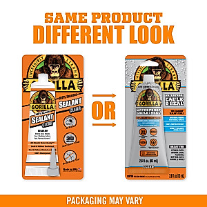 Gorilla Waterproof Caulk & Seal100% Silicone Sealant, 2.8oz Squeeze Tube, Clear (Pack of 1)