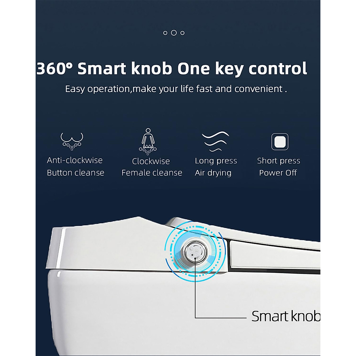 Vanity Art Smart Toilet with Bidet, 1-Piece Toilet with Heated Seat, Auto Open/Close Elongated Toilet in White w/Auto Flush, Seating Sensor, Air Drying, Remote Control, Foot Induction Flush