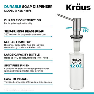 KRAUS Kitchen Soap and Lotion Dispenser in Spot Free Stainless Steel, KSD-41SFS