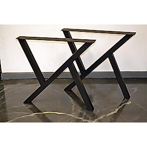 Metal Table Legs, Offset X-Frame Style - Any Size and Color