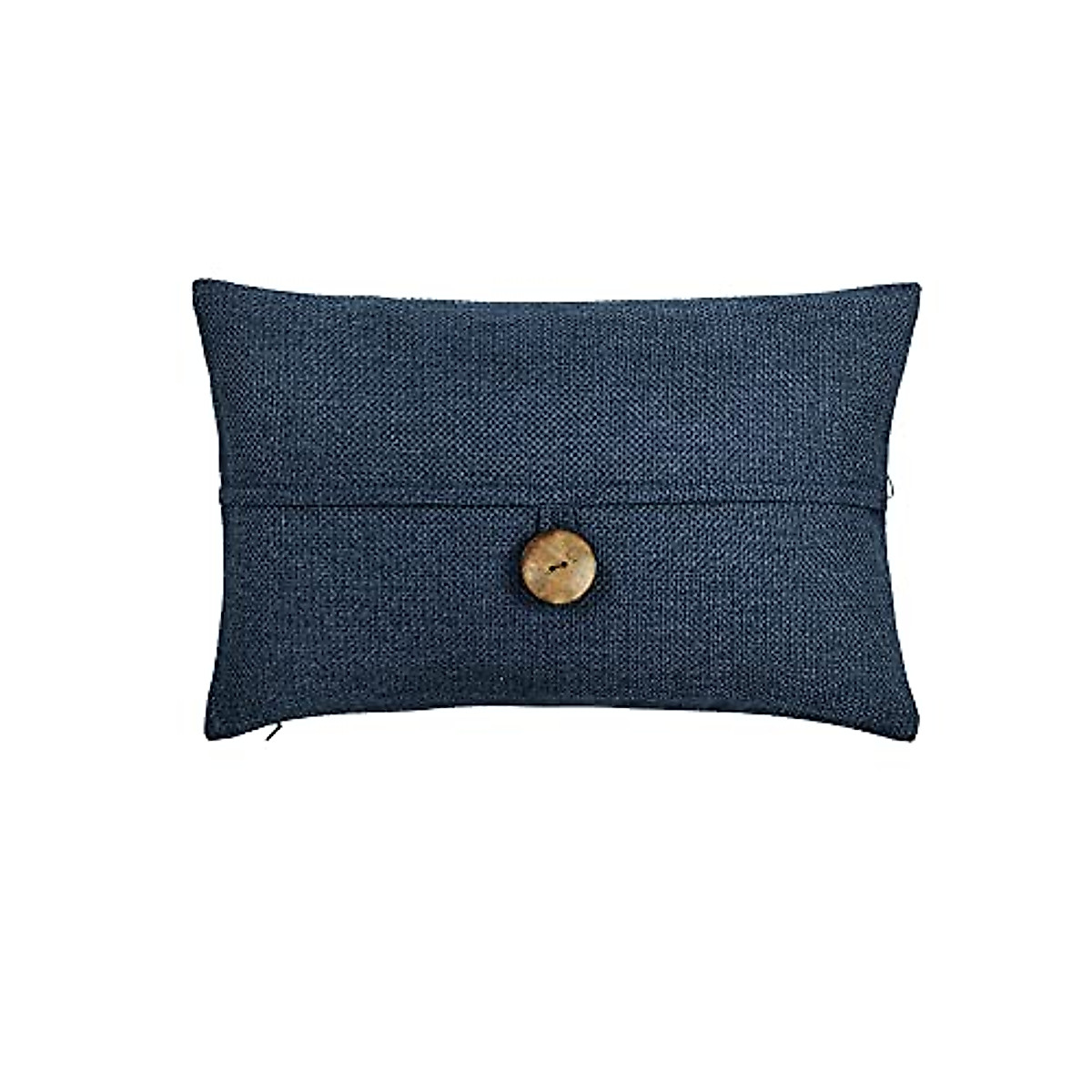 Lush Decor Clayton Woven Button Decorative Pillow Cover, 13" x 20", Navy