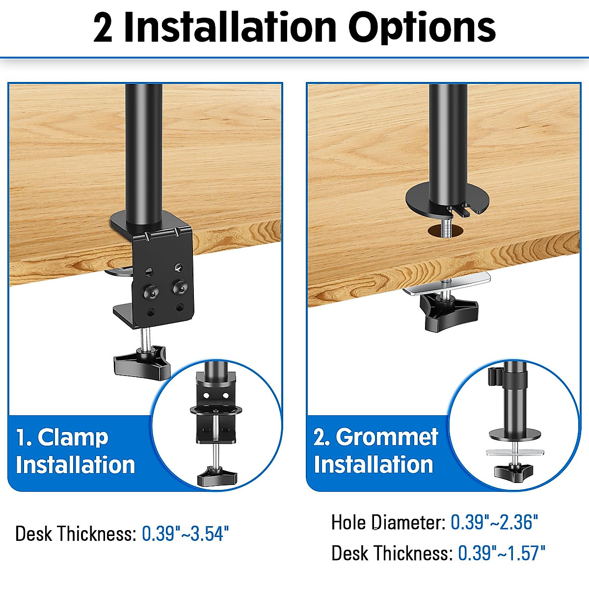 MOUNTUP Single Monitor Mount, Adjustable Monitor Stand for Max 32 Inch Flat Curved Computer Screen, Monitor Arm Desk Mount Fit VESA 75x75& 100x100, up to 17.6lbs, with C-Clamp and Grommet Base, Black