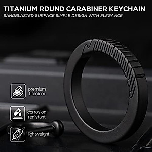 TISUR Titanium Carabiner Keychain Clip,D Key Rings for Keychains,Quick Release Keychain ,Key Chain Clip for Men Women (Black)