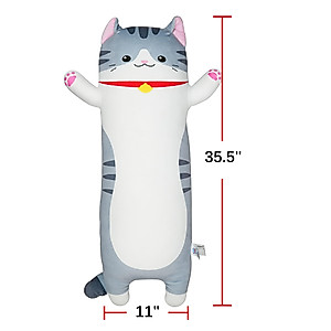 BenBen Cat Stuffed Animal, 35.5 inch Long Cat Plush Pillow, Cute Body Pillow for Kids, Adults, Soft Cuddle Pillow, Big Huggable Kitten Plushies Gift for Birthday, Christmas