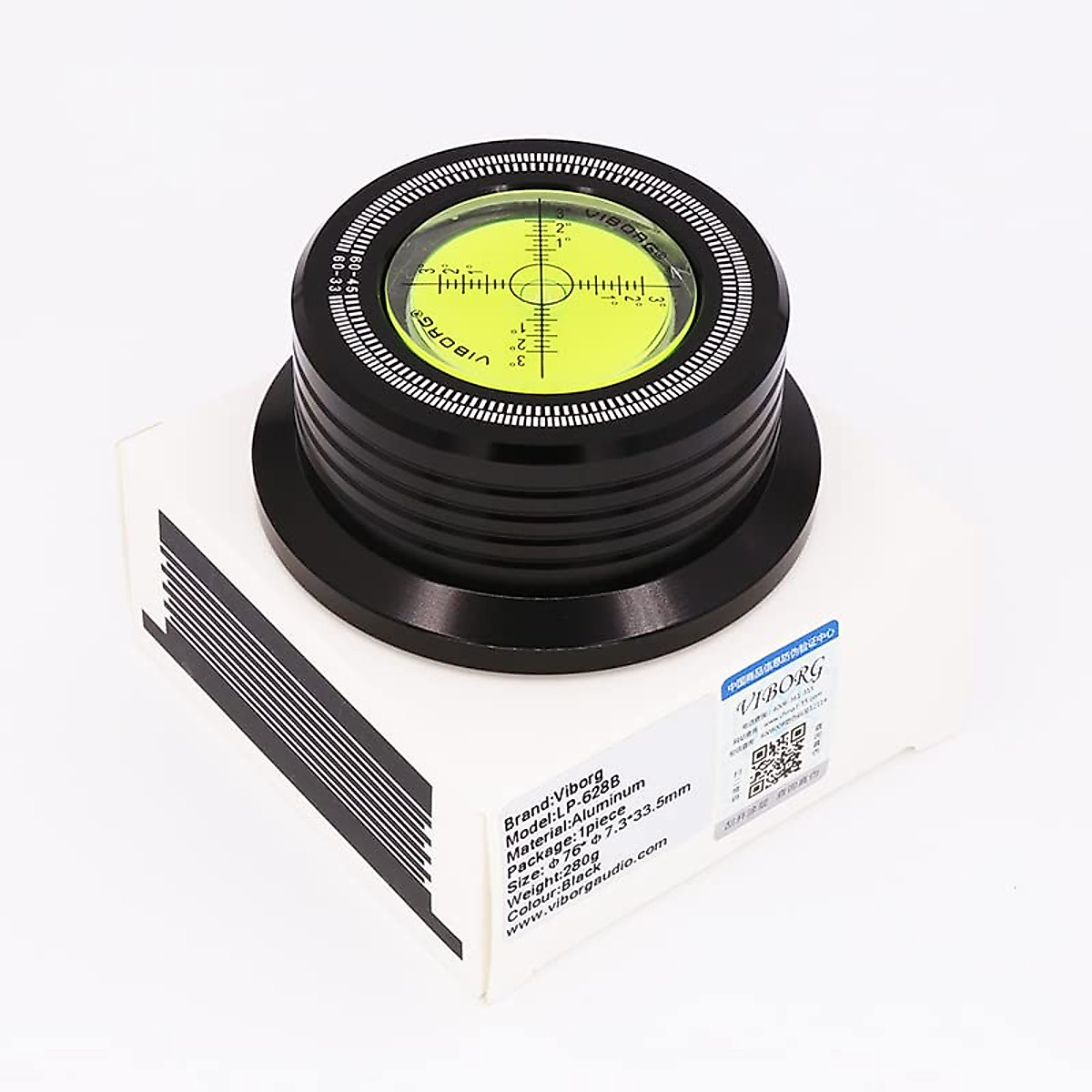 Viborg LP628B Record Weight Stabilizer, Turntable Level and Strobe Scale All-in-one, 280G LP Disc Stabilizer Vinyl Clamp for Phonograph (60Hz, Black)