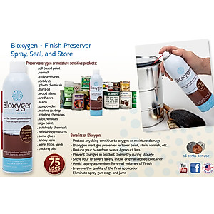 Bloxygen Preserver with Plow and Spout, 2 Cans 0.41 oz. of 100% Natural Argon Gas, Inert Gas Can Preservation System for Paint/Auto Chemicals/Varnish/Food & Wine Preserver, Home Improvement