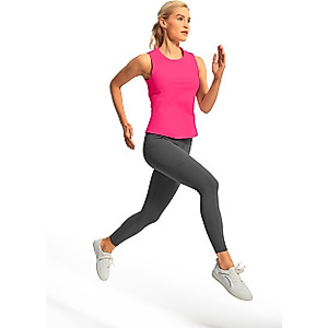 Hiverlay Workout Tank Tops for Women Sleeveless Athletic Cropped Tank Top Sports Gym Muscle Running Shirts Barberry M