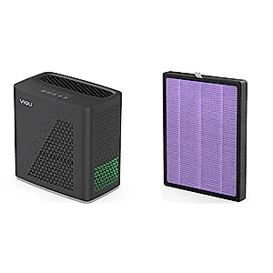 YIOU Air Purifier, Midnight Black & Air Purifier R1 Replacement Filter, Deep Purple
