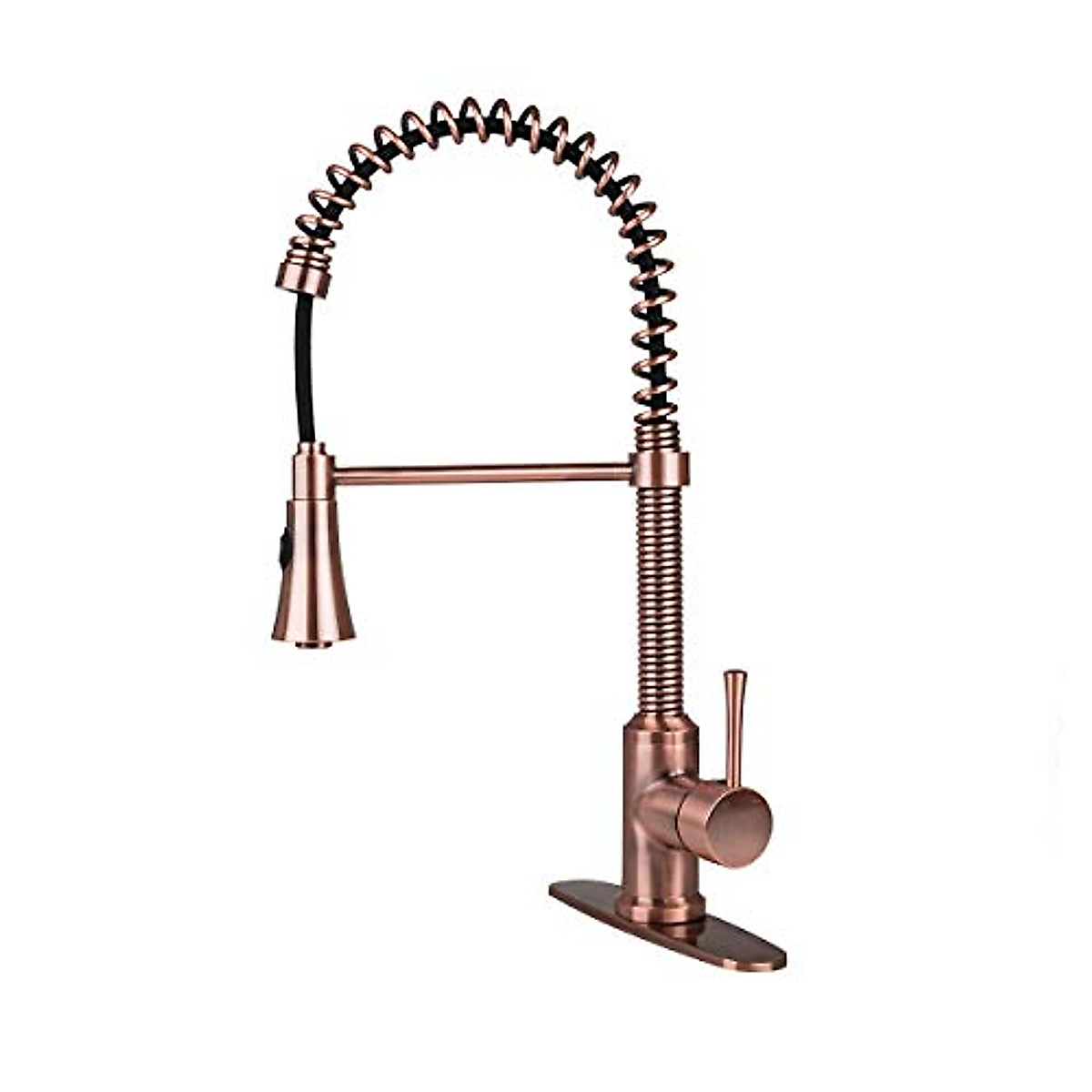 Fontaine by Italia, N96565FC-DP-AC, Residential Spring Coil Pull Down Kitchen Sink Basin Faucet Tap Fixture with Cone and Flat Spray Heads and Deck Plate for 1 or 3 Hole Installation in Antique Copper