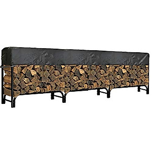 North East Harbor NEH Outdoor Firewood Log Rack Cover - 144" L x 24" W x 20" H - Short Top Cover - Sunray Protected, and Weather Resistant Storage Cover - Black