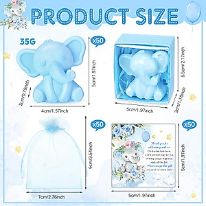 Maxcheck 50 Pcs Baby Shower Elephant Soaps Favors with Organza Bags Thank You Cards Handmade Cute Scented Soap Elephant Decorations Bulk for Guests Girl Boy Baby Shower Gifts Party Souvenirs(Blue)